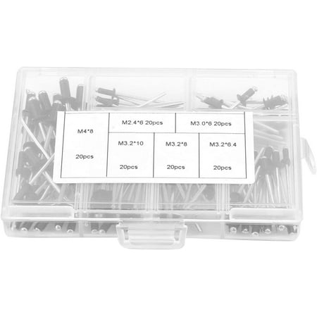 YERDGARY 20 pieces of black rivets, aluminum blind rivet kit, M2.4/M3.0 ...