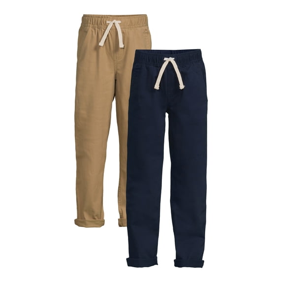 Wonder Nation Boys Woven Pull On Pants, 2-Pack, Sizes 4-18 & Husky ...