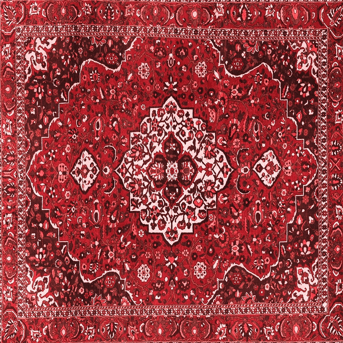 Ahgly Company Indoor Square Medallion Red Traditional Area Rugs, 4 ...