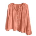 Casual Outfits for Women Solid Color Thin Balloon Sleeve Retro Vacation ...