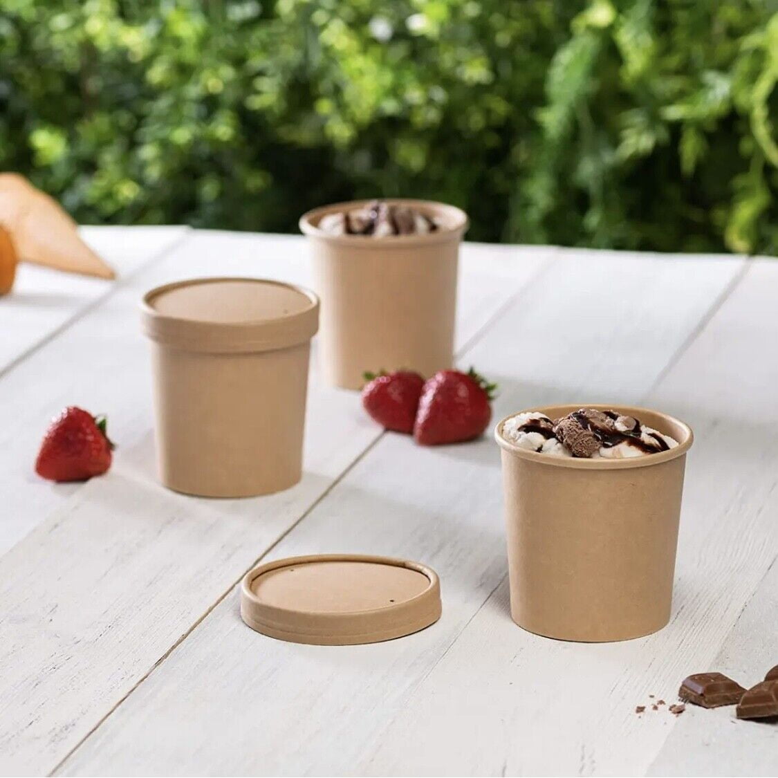 Kraft Paper Food Cup Disposable Soup Container with Vented Lids Ice ...