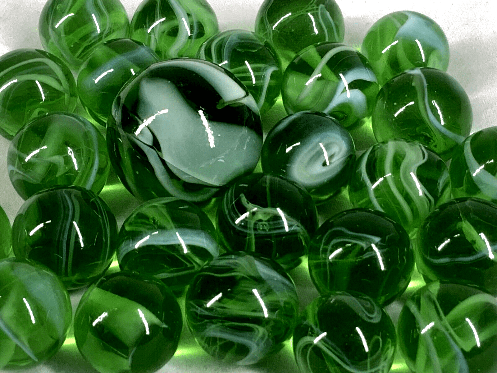 25 Glass Marbles Enchanted Forest Green Game Pack (24 Player, 1 Shooter ...