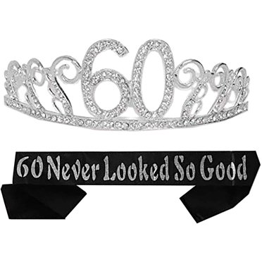 MEANT2TOBE 100th Bday Sash & Tiara - Pink Glitter Sash + Rhinestone Tiara, Gifts for 100th ...