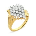 14K Gold Over Sterling Silver Cubic Zirconia Waterfall Cluster Ring ...