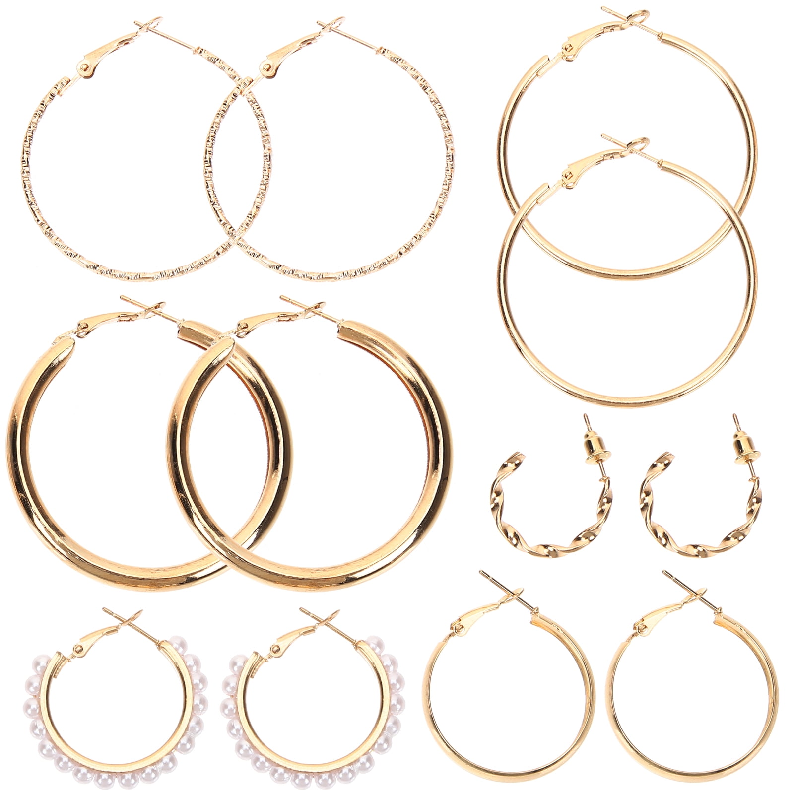 Click here for Pinxor 6 Pairs Hoops Earrings Alloy Round Earring... prices