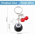 3Pcs 3 Colors Alloy Keychain with Eight Ball Resin Beads Mixed Color ...