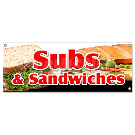 Subs & Sandwiches Banner Sign Hero Hoagie Huge Homemade Grinders Drinks ...