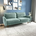 Pemberly Row 70" Rounded Arm Upholstered Velvet Sofa in Cyan Green ...