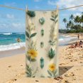 Boho towels A bunch of flowers and crystals on a beige background beaxh ...