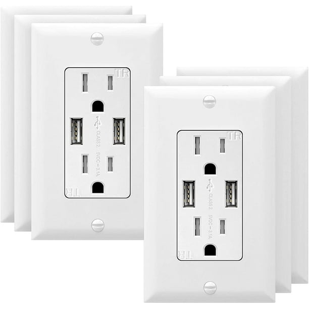 TOPGREENER USB Wall Outlet Charger, 15A Tamper-Resistant Receptacles ...