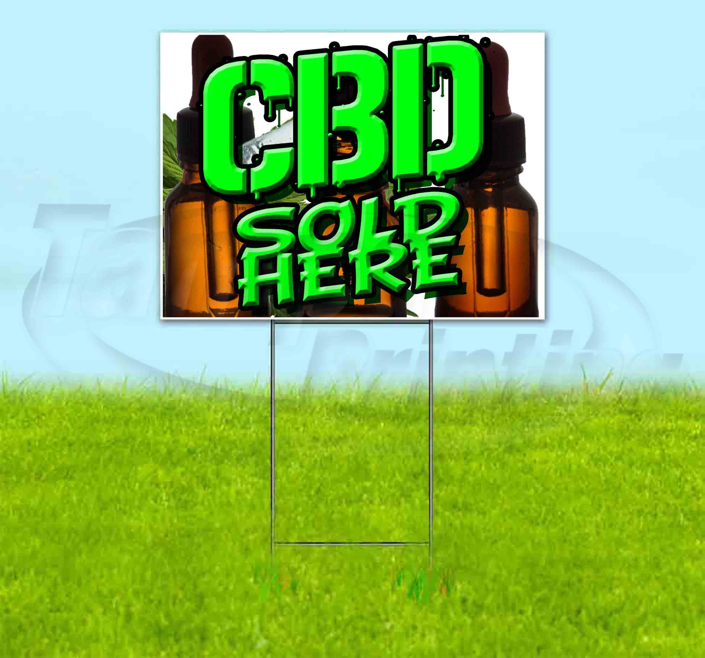CBD Sold Here (18" x 24") Yard Sign, Includes Metal Step Stake ...