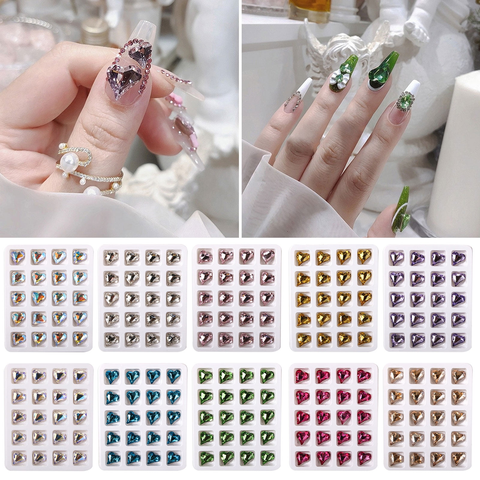 20Pcs Nail Decorations Exquisite Shape Sparkling Stunning Visual Effect ...