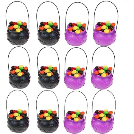 10Pcs Halloween Candy Buckets Black Mini Portable Cauldron Spider Witch ...