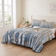78x90in Quilt Bedding Set, Abstract Forest Birch Tree Gold Leaves ...