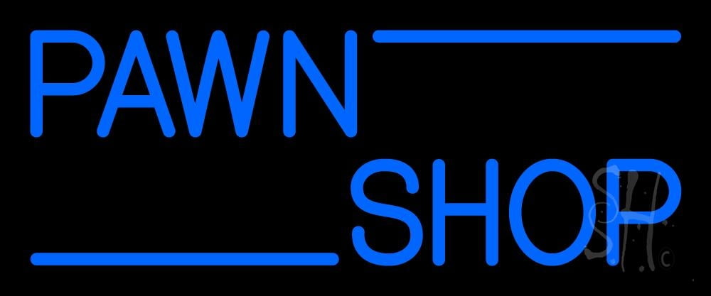 Blue Double Stroke Pawn Shop 1 LED Neon Sign 6 x 15 - inches, Black ...