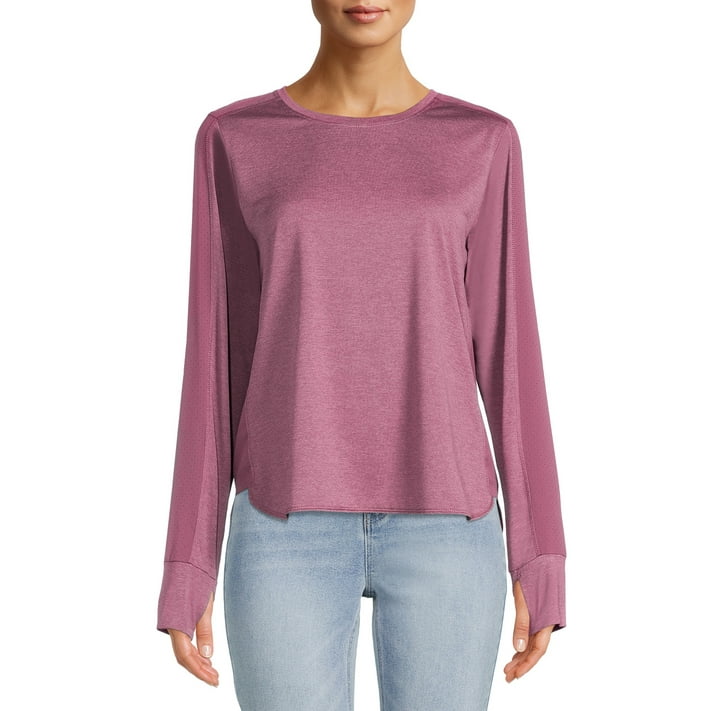 Avia Women's Performance Long Sleeves T-Shirt with Thumb-Hole Cuffs ...