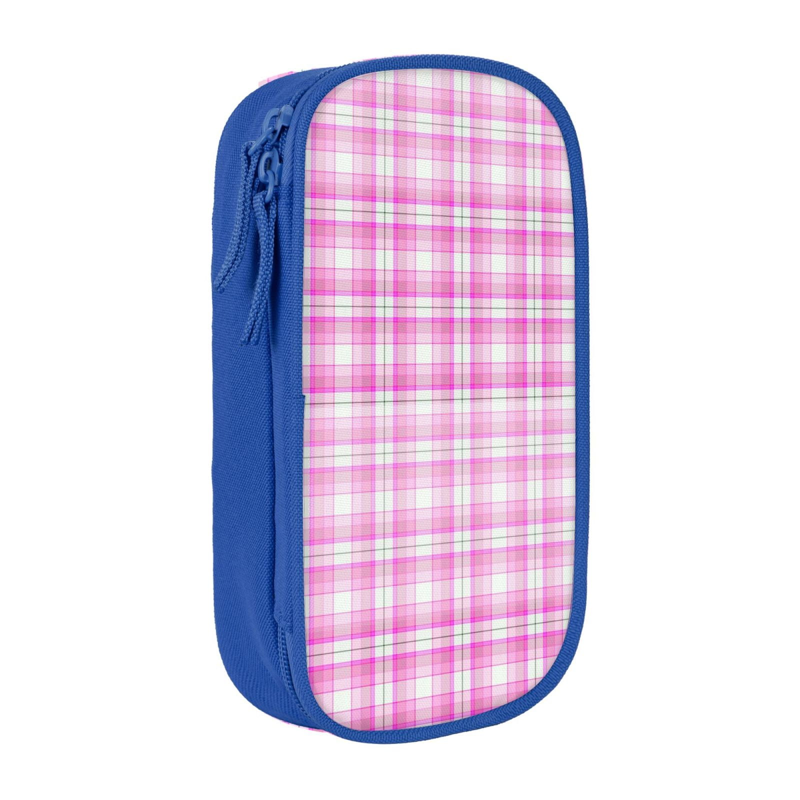 XMXY Plaid Pink Checkered Pencil Case Cute Aesthetic, Portable Pencil ...