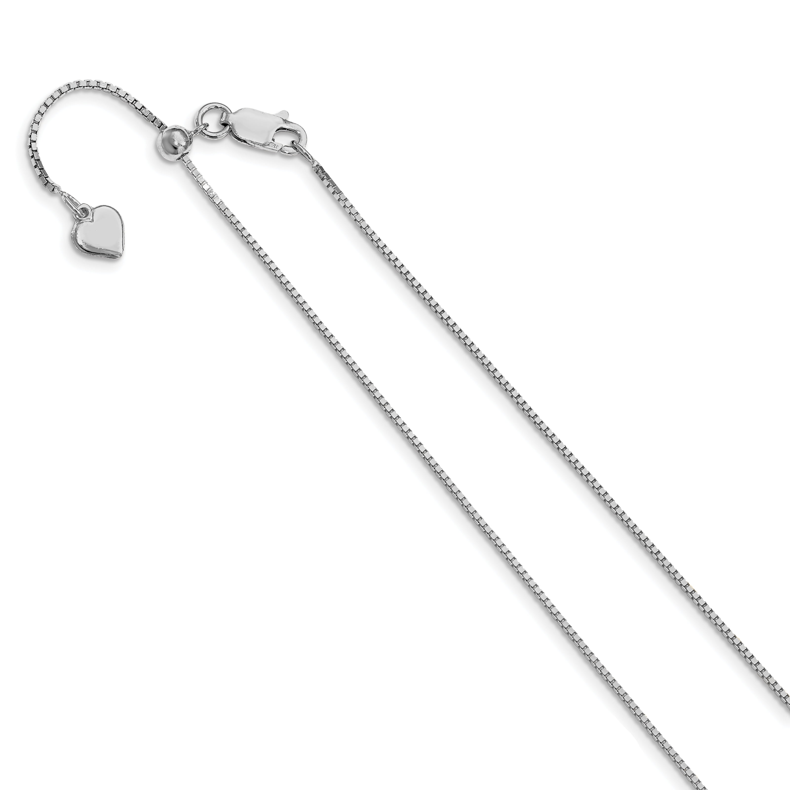 925 Sterling Silver .95mm Adjustable Link Box Chain Necklace 22 Inch ...