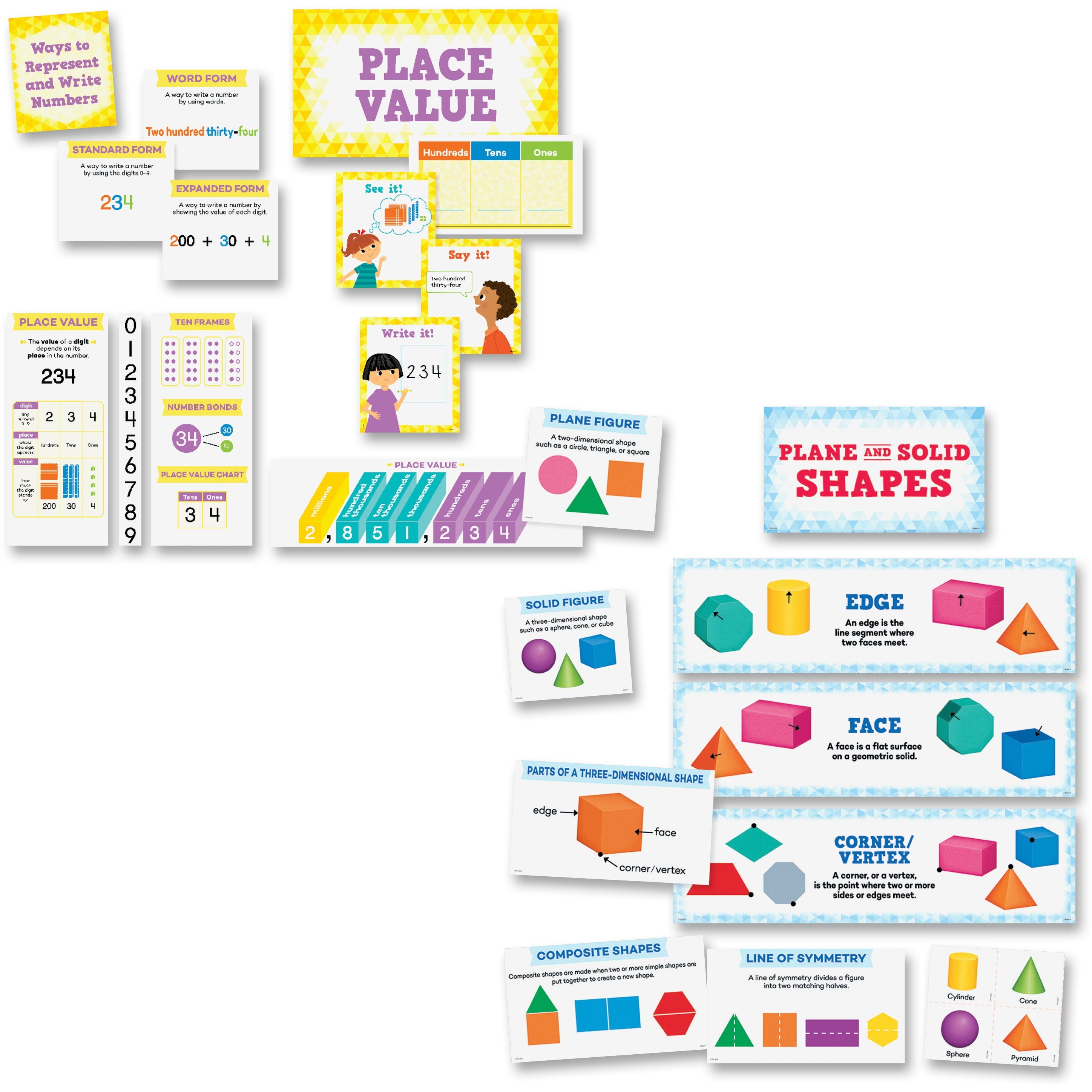 Creative Teaching Press Place Value/Shapes Bulletin Board Sets ...
