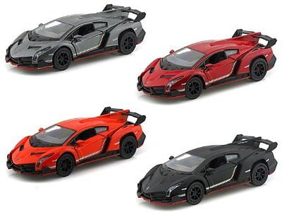 4 PC SET: 5" Kinsmart Lamborghini Veneno Diecast Model Toy Car 1:36 ...