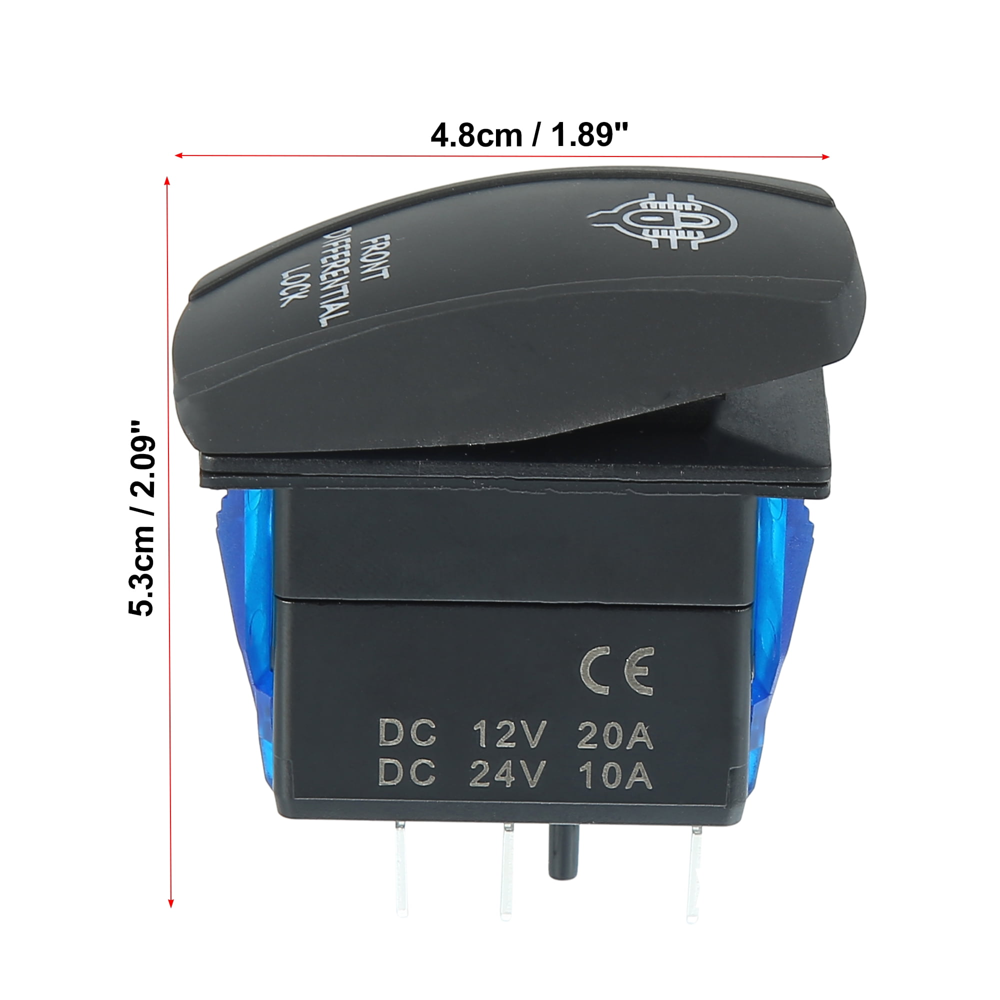 Buy 12V/24V Blue LED Front Diff Lock Rocker Switch Kit On-Off 5 Pins ...