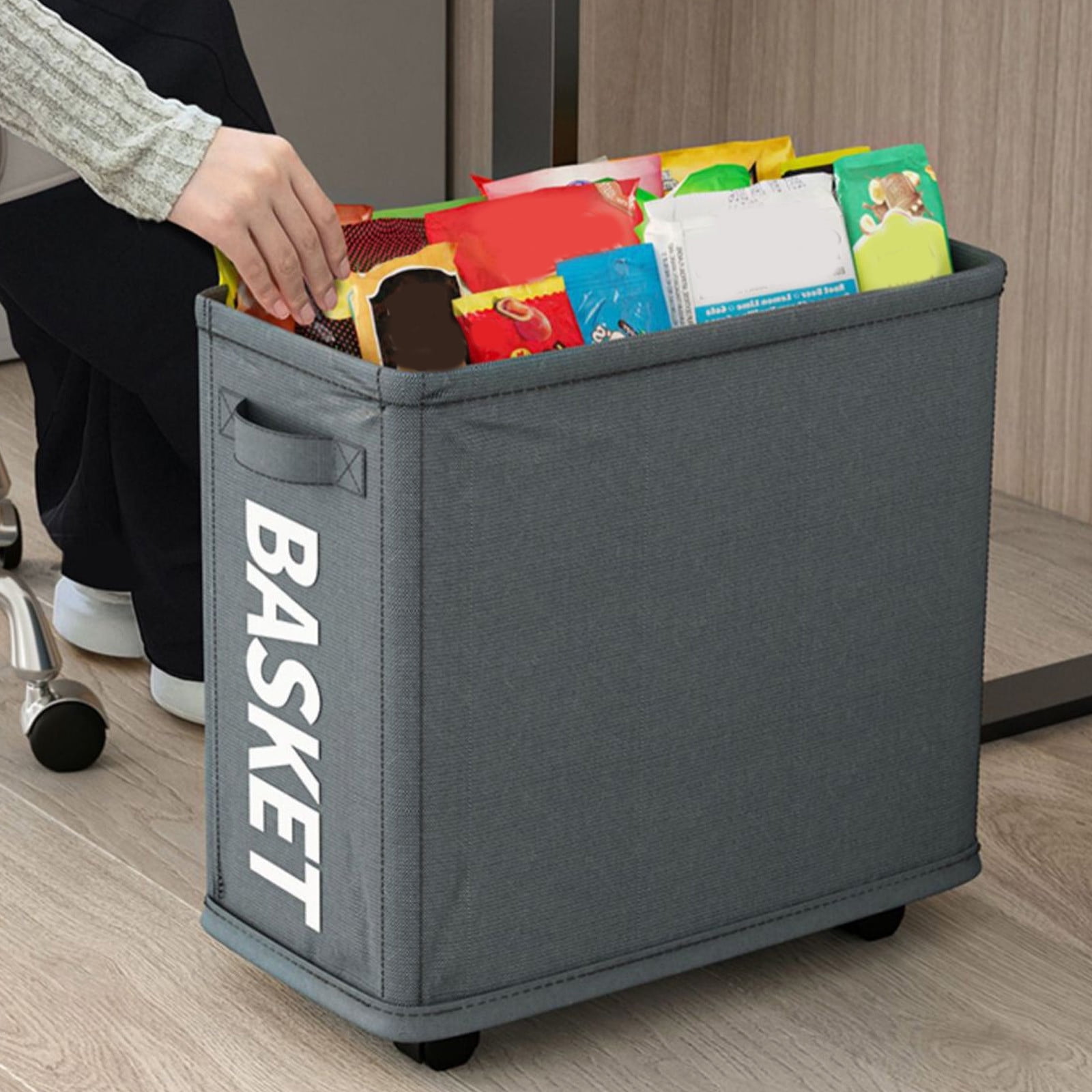 Kafsov Portable Laundry Hamper with Wheels, Collapsible Design, Oxford ...