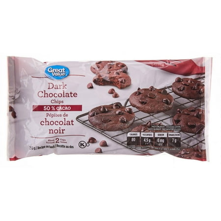 Great Value Dark Chocolate Chips, 250 G - Walmart.ca