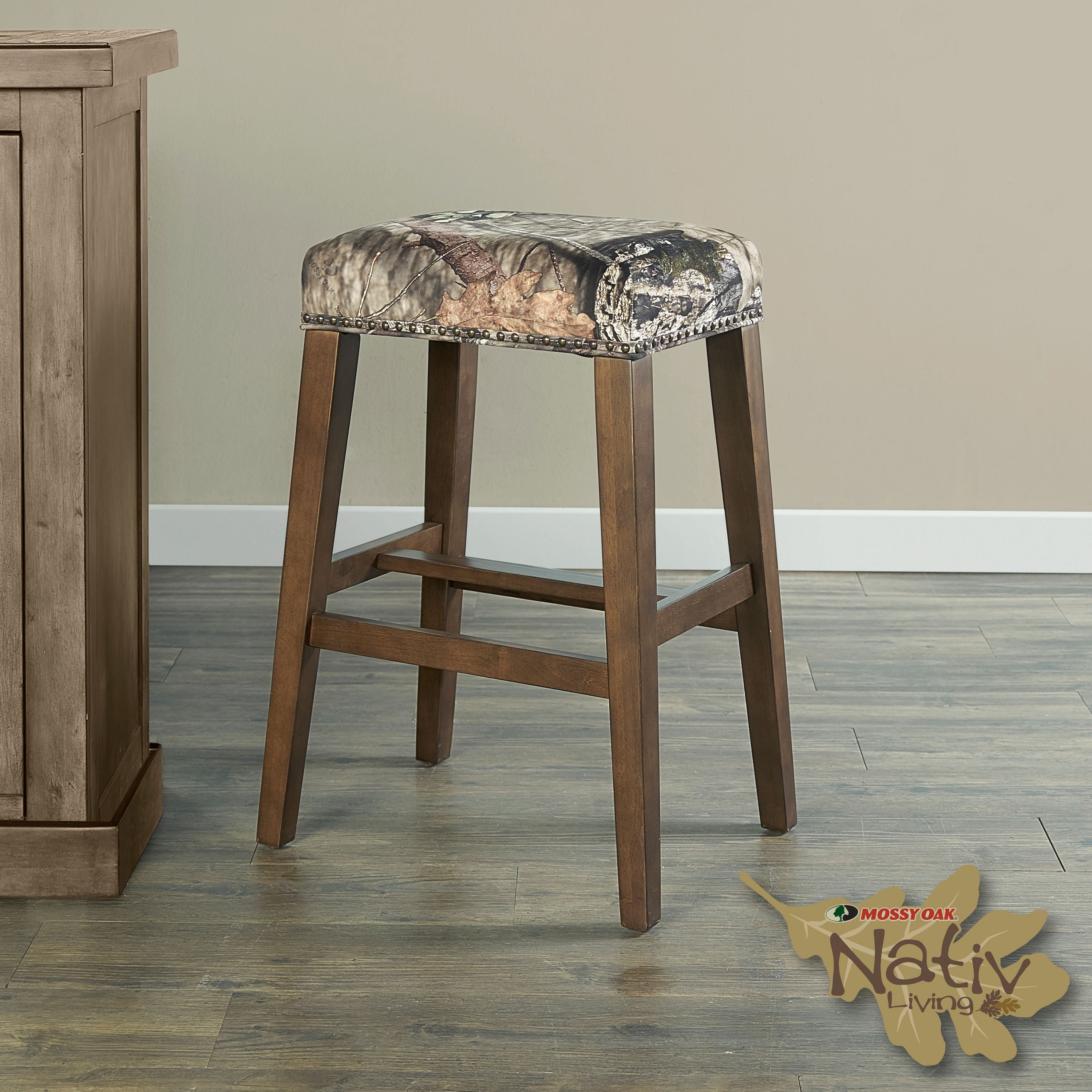 Linon Mossy Oak Native Living Backless 30.5" Bar Stool, Brown Finish ...