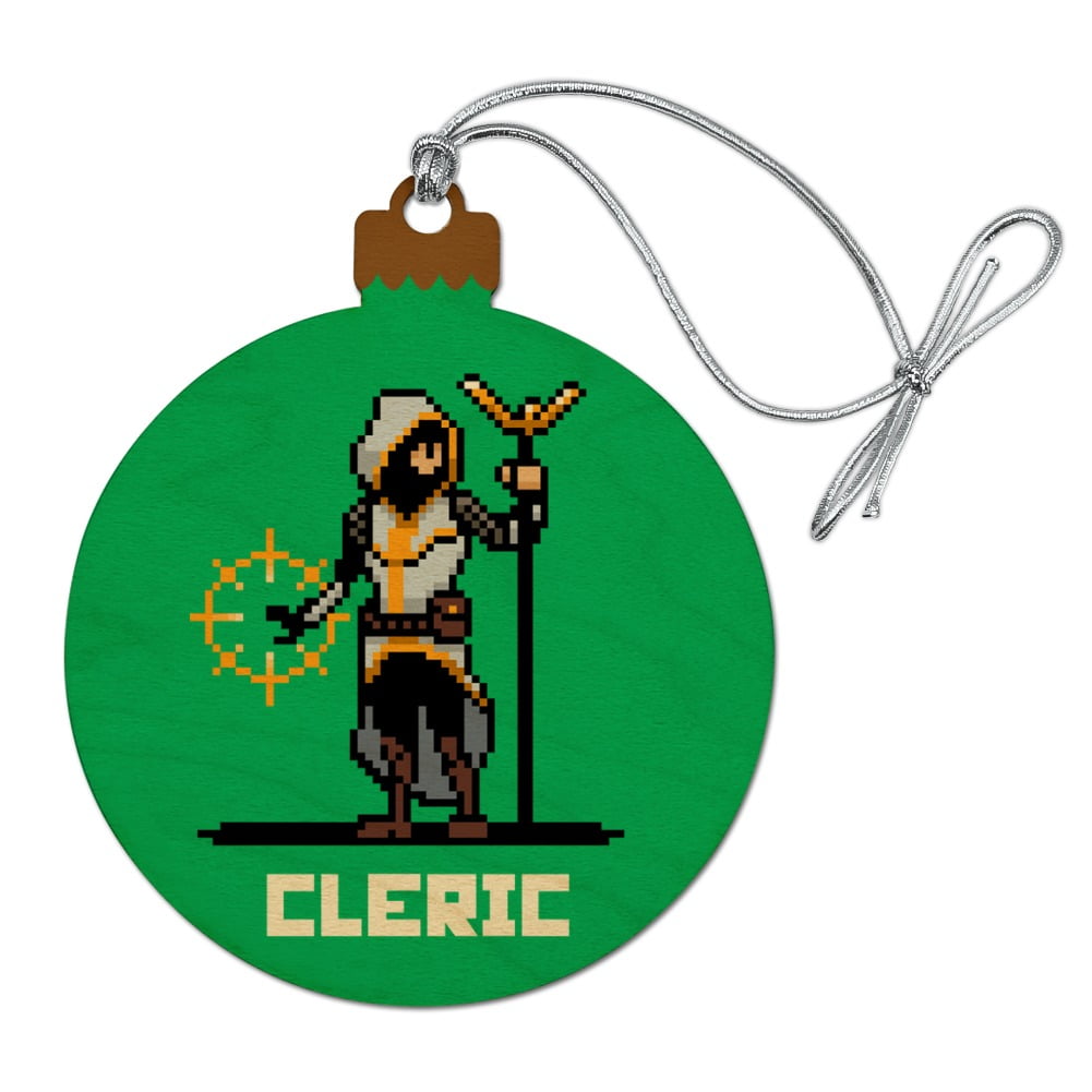 8-Bit Retro Pixel Cleric Priest Healer Games RPG Wood Christmas Tree ...