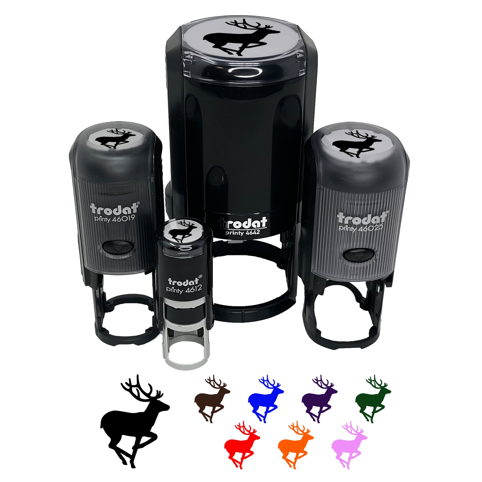 Deer Buck in Profile Solid Self-Inking Rubber Stamp Ink Stamper - Lime ...