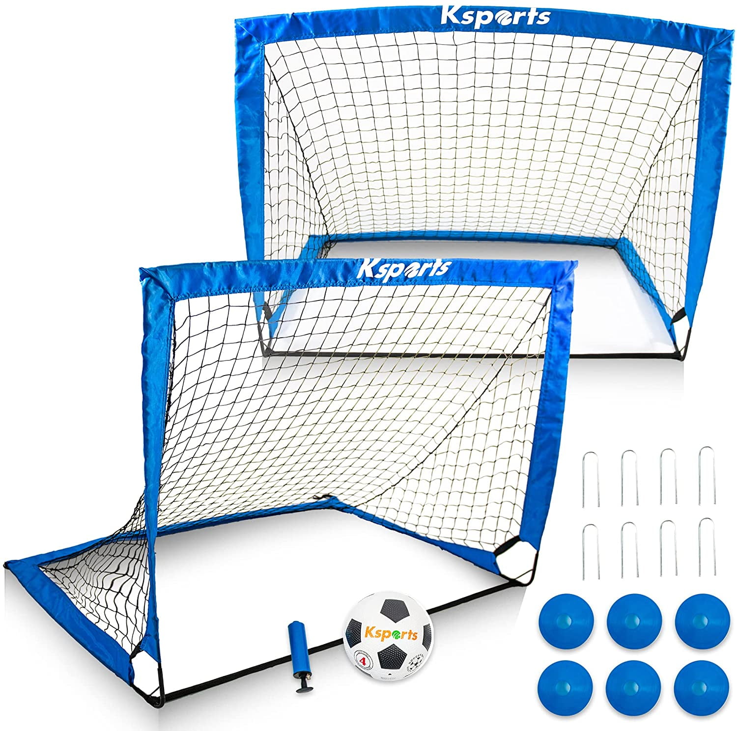 Ksports Soccer Goals 4ft Blue Soccer Net Bundle with Size 4 Soccer Ball ...