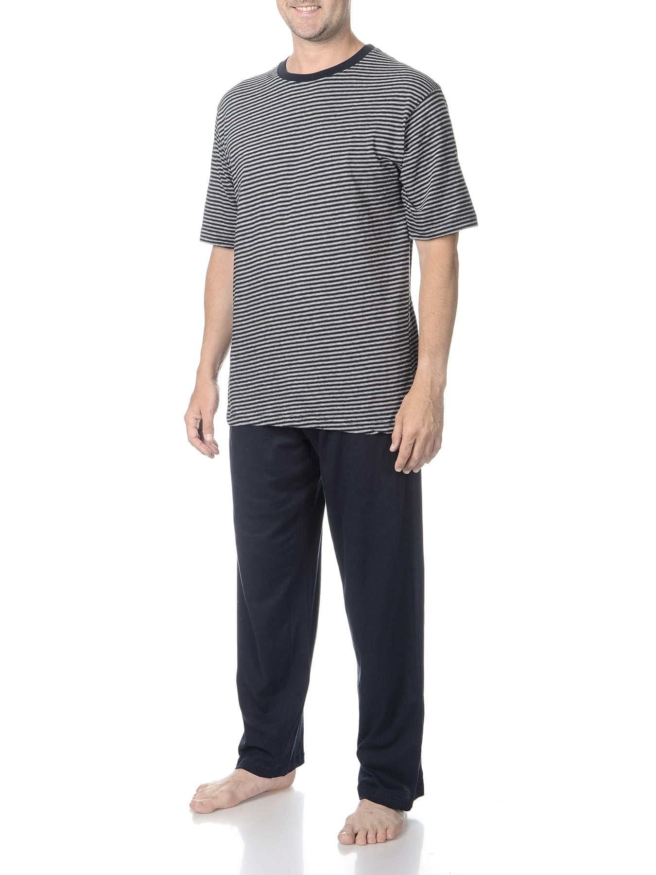 Hanes Hanes Mens Short Sleeve Jersey Knit 2 Piece Pajama Sleep Lounge