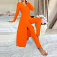 Dolkfu Women's Pjs Sets Long Tunic Wrapped Long Sleeve Pjs Sets Split ...