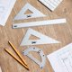 Mr. Pen - Geometry Set, 4 Pack, Metal Protractor, Aluminum Ruler, Metal ...