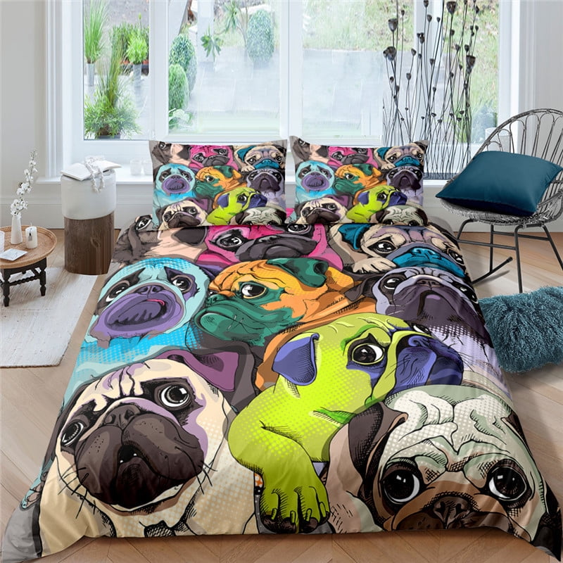 Animal Print Pet Dog Pattern Comforter Cover Set Twin Size 3-Piece ...
