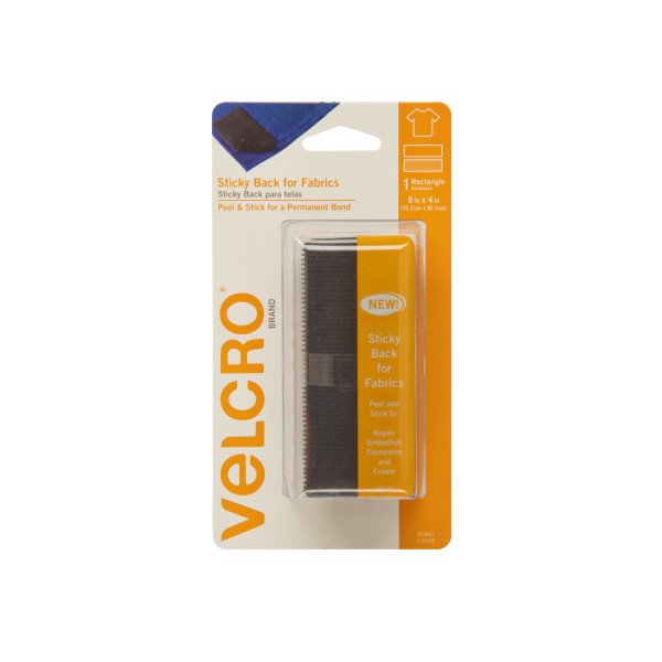 VELCROÂ® Brand Sticky Back for Fabrics 6in x 4in Rectangle Black 1 ct ...