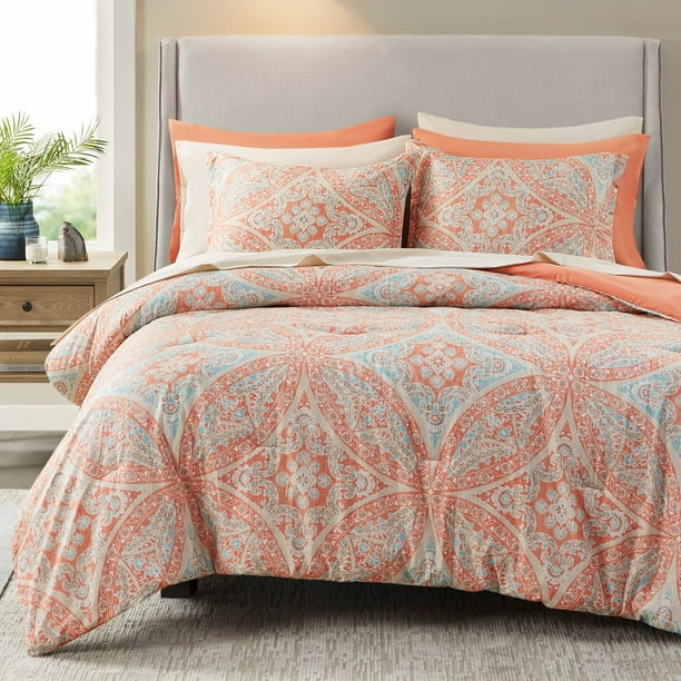 Comfort Spaces 6 Piece Twin Bed in a Bag College Dorm Comforter Sets ...
