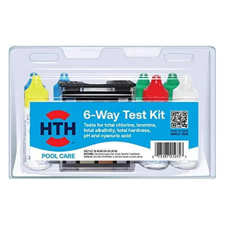 HTH Pool Care 6-Way Test Kit, Swimming Pool Water Chemical Tester, 100 ...