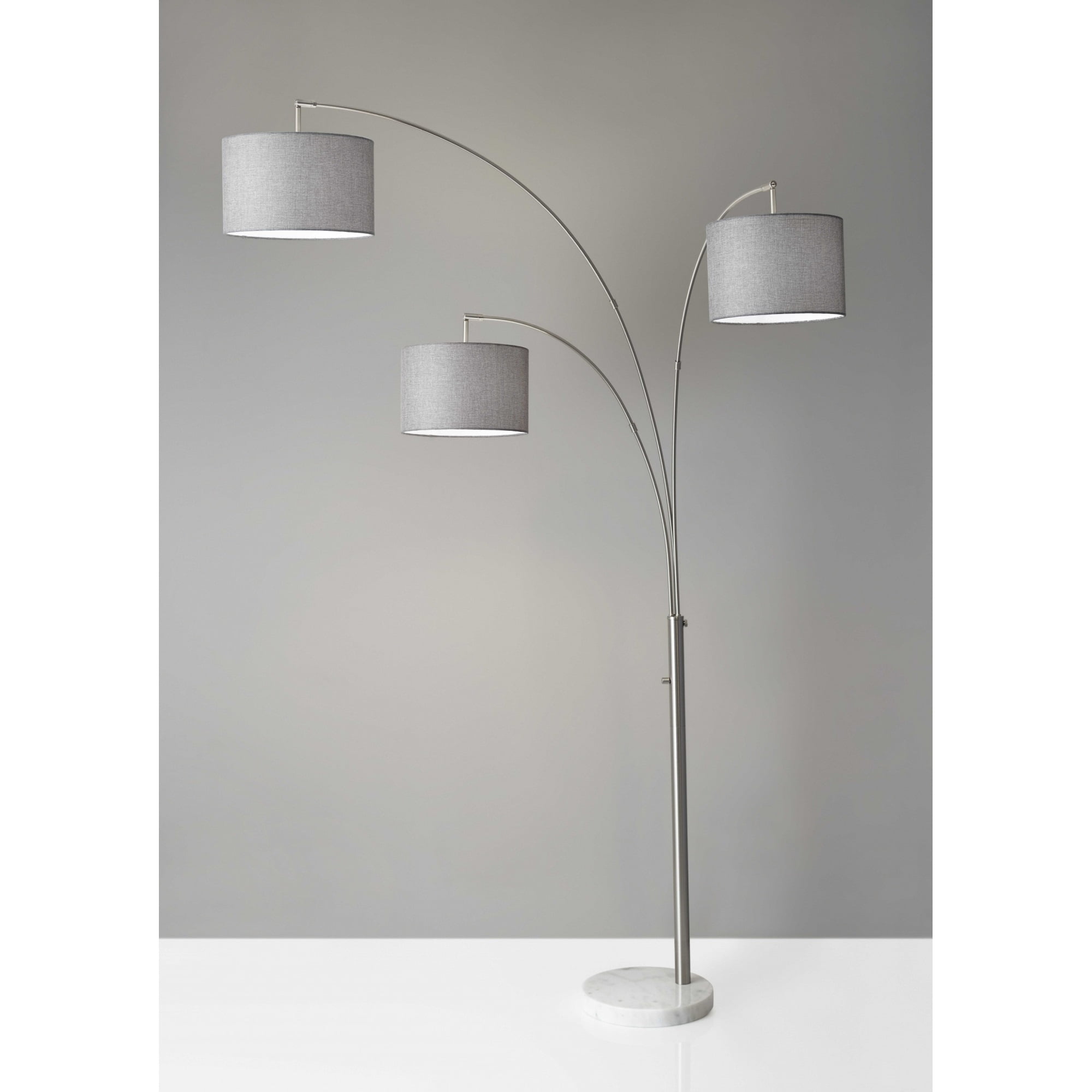 Three Light Floor Lamp Brushed Steel Metal Arc Arms - Walmart.com