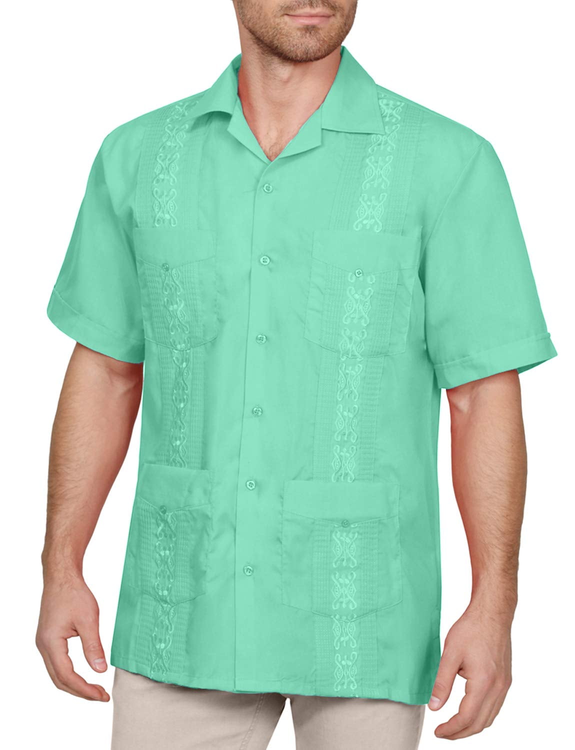 J METHOD Men s Short Sleeve Cuban Guayabera Button Down Shirts Classic j-method-men-s-short-sleeve-cuban-guayabera-button-down-shirts-classic