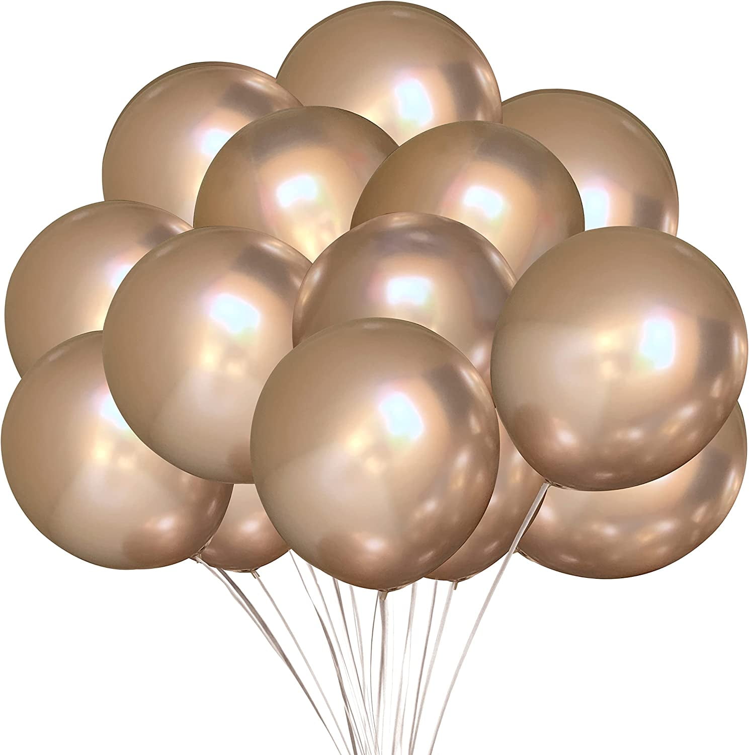 Chrome Metallic Champagne Balloons 12 Inch 50 Pack KIRIKOU Latex ...