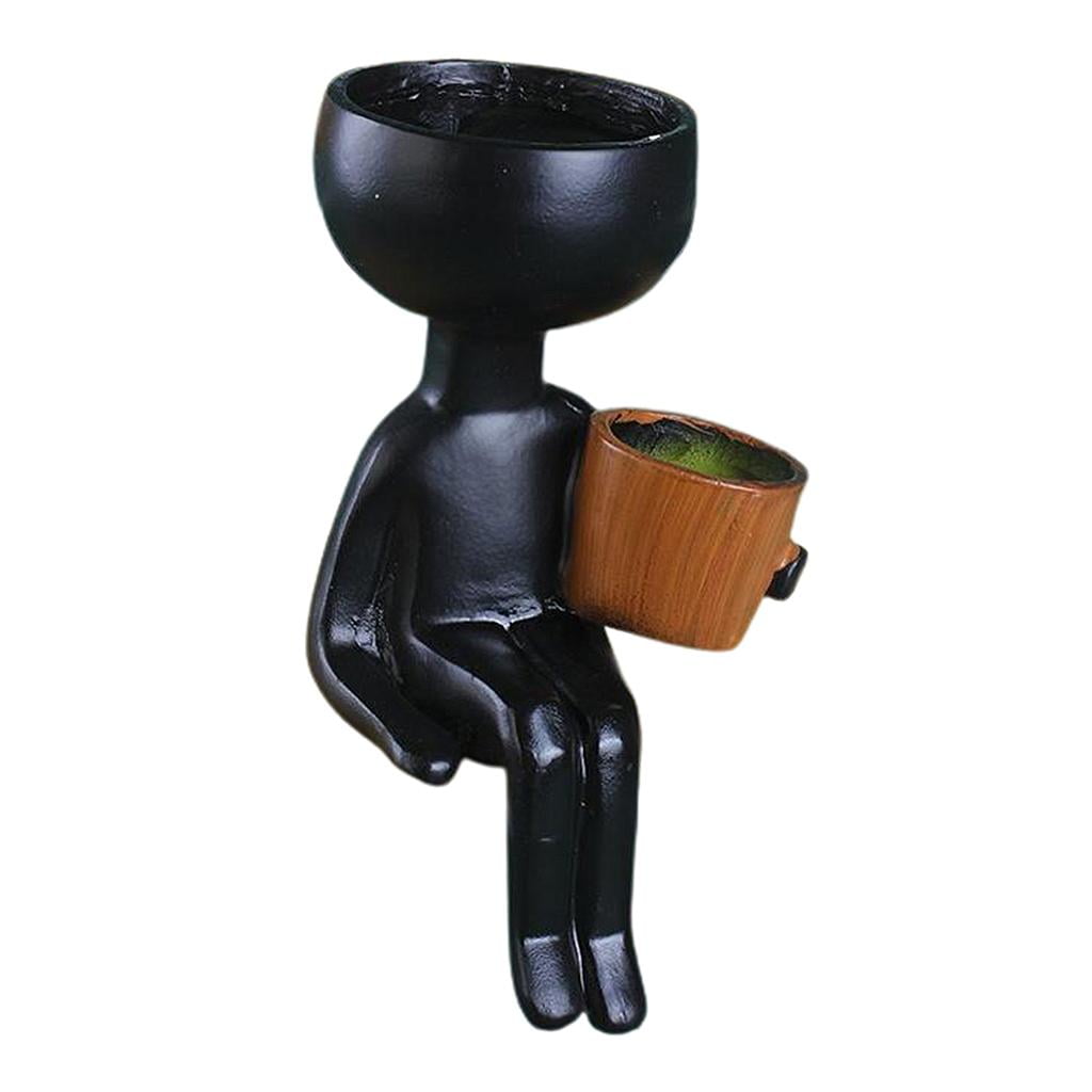 Decorative Tabletop Flower Pot Human Sculpture Statue Planter Vase for ...