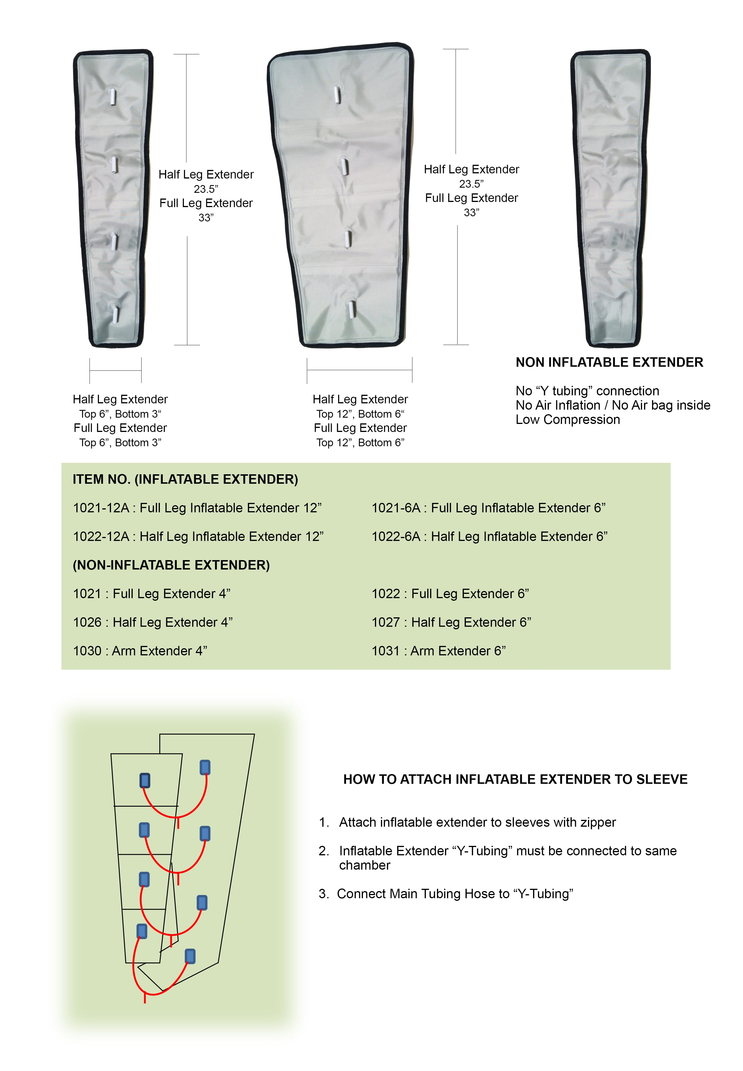 Air Compression Extender - (Non Inflatable Extender Half Leg 4") Single ...