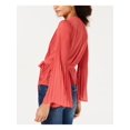 BAR III $70 Womens New 0156 Red Belted Bell Sleeve V Neck Wrap Casual ...