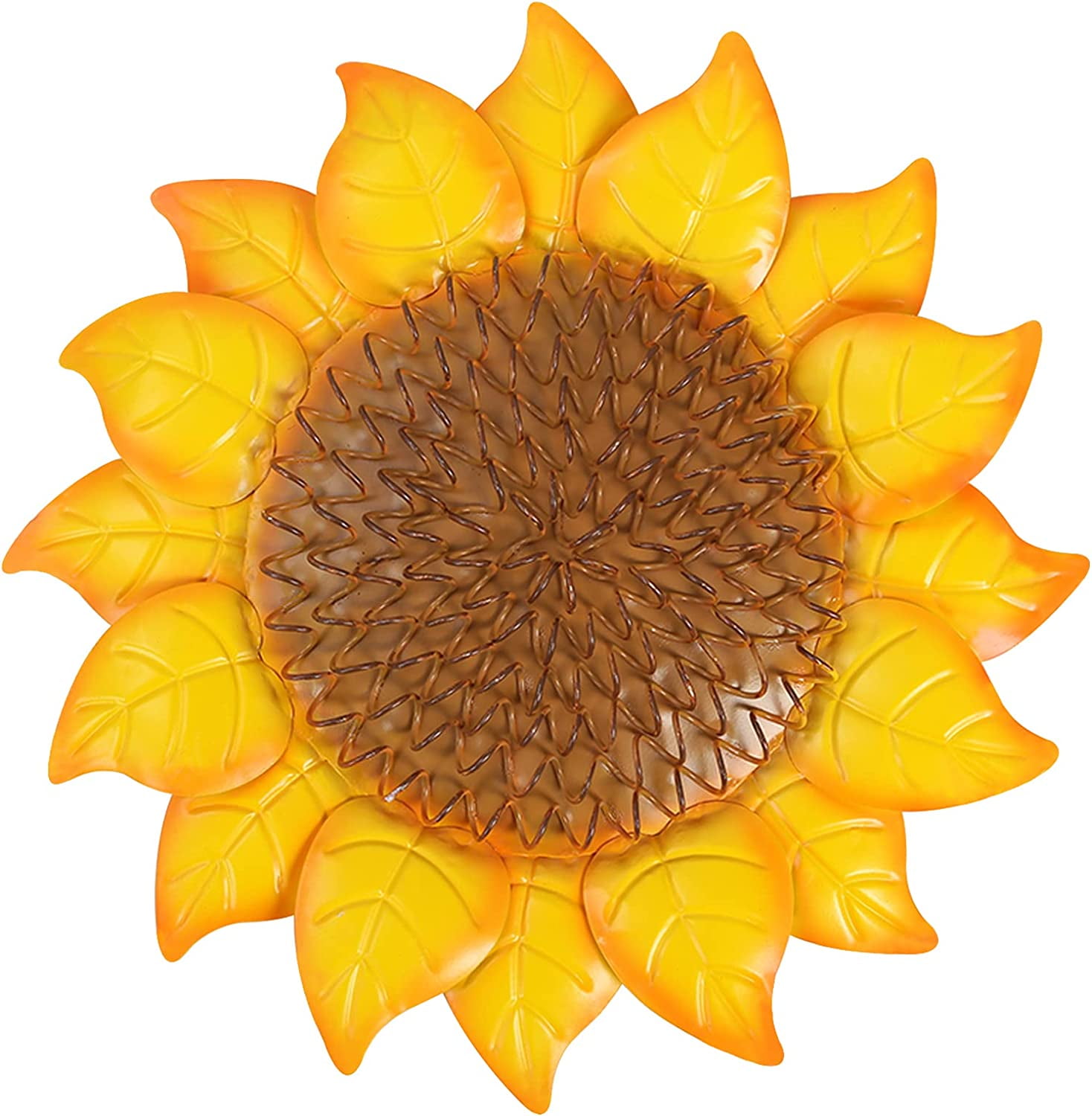 Aboxoo Metal Sunflower Wall Decor 11.5inch Yellow Outdoor Metal Flower ...