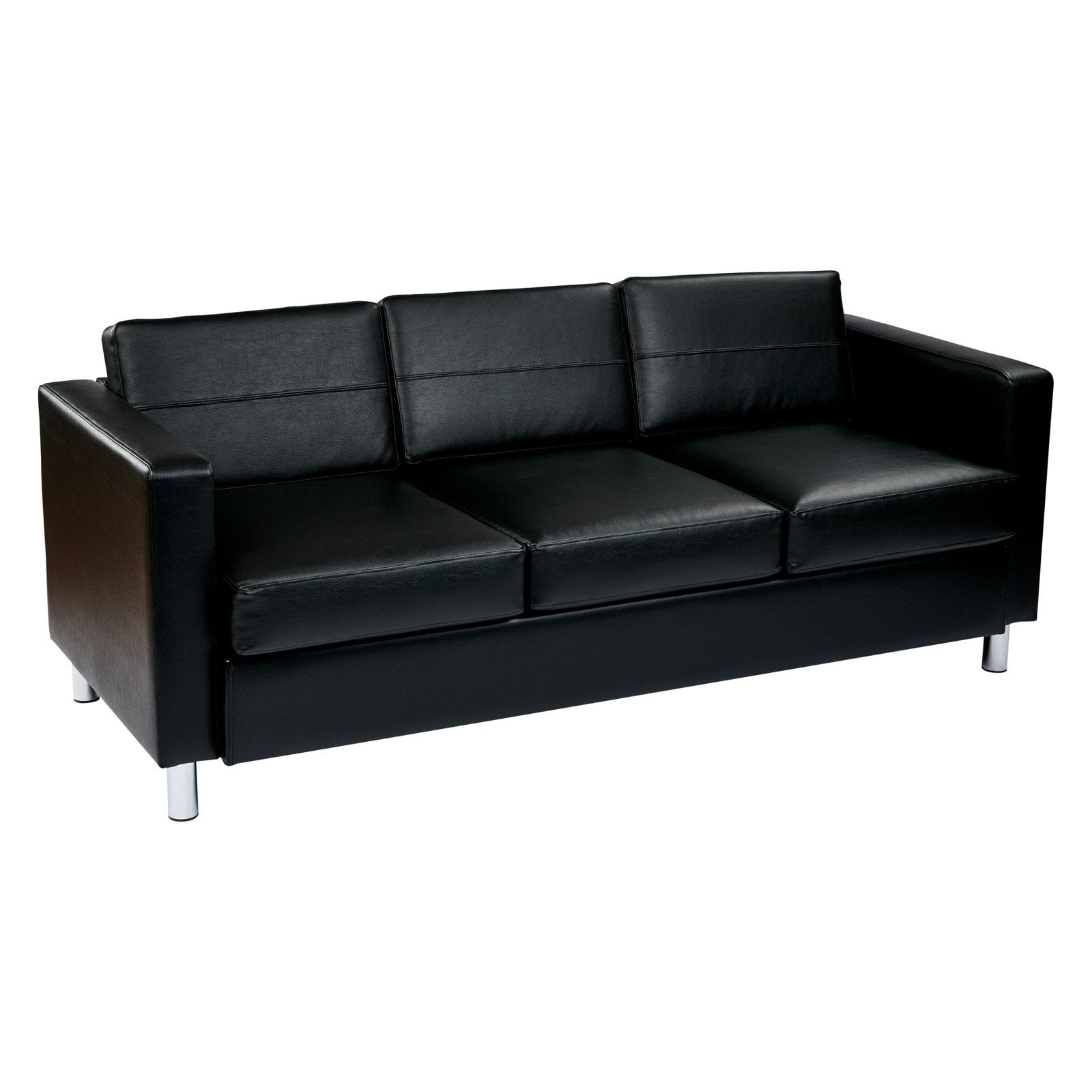 OSP Home Furnishings Pacific Easy-Care Black Faux Leather Sofa Couch ...