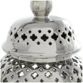 DecMode 10" x 18" Silver Ceramic Decorative Jars with Geometric Cutout ...