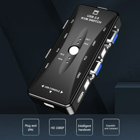 Jinveno HW1702 USB KVM Switch 4 in 1 Out VGA Splitter Box for Keyboard ...
