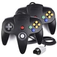 Retrofam N64 Parts Bundle 2 Black Controllers, AV Cable & Power Adapter ...