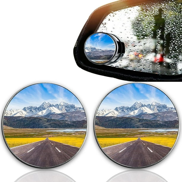 2 Pack Round Frameless Blind Spot Mirrors, Waterproof 360°Rotatable ...